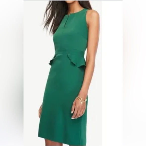 Ann Taylor | Dresses | Ann Taylor Remy Green Dress With Peplum Detail ...